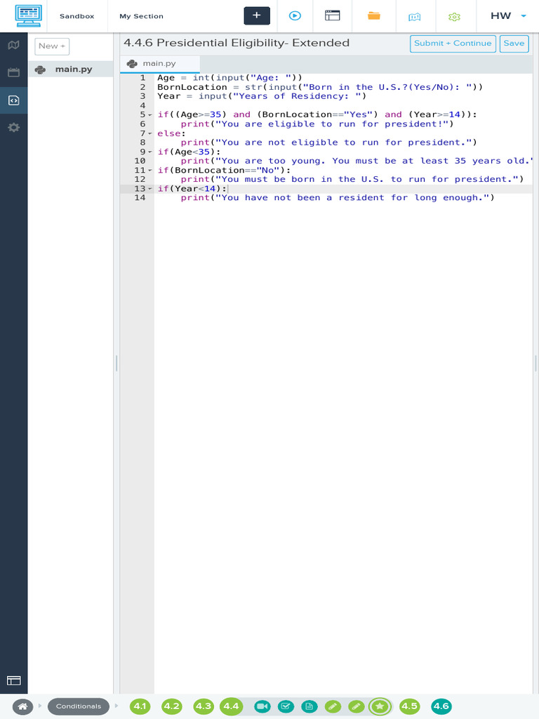 Presidential Eligibility - Extended CodeHS | PDF