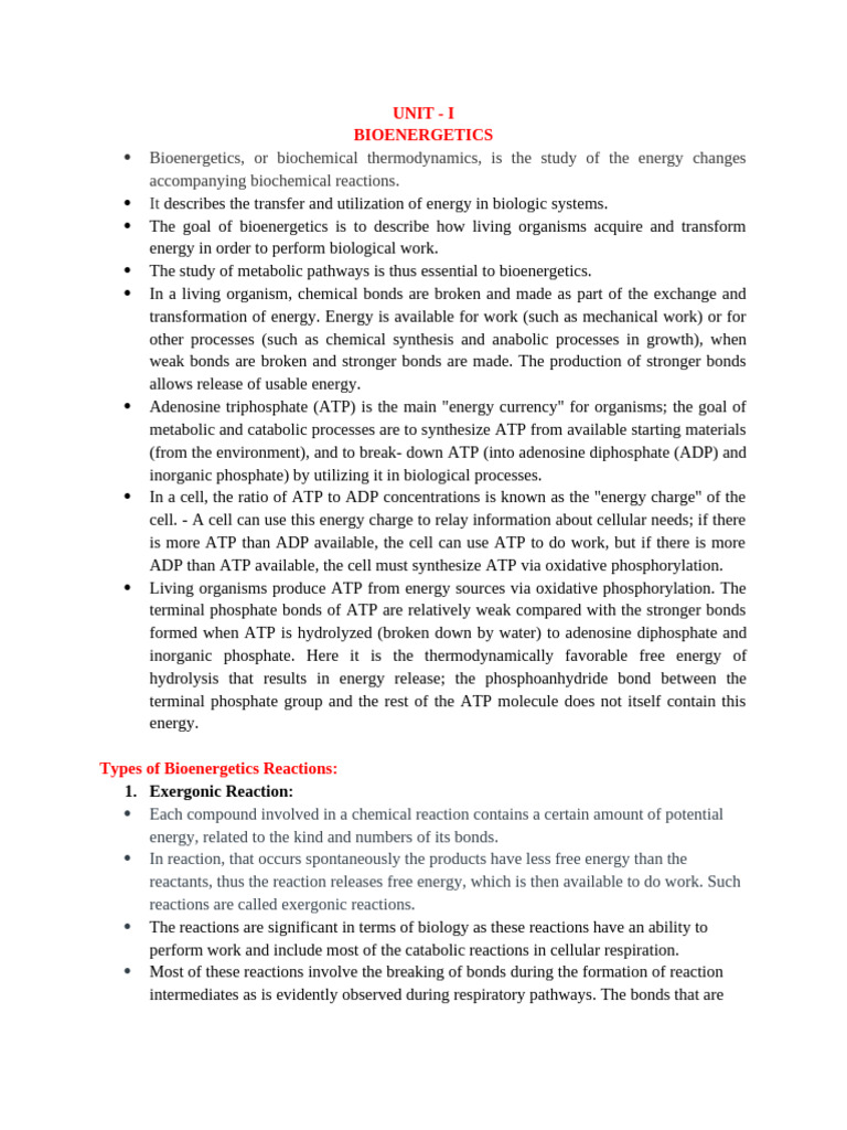 Metabolism Unit-1 Bioenergetics, Basic Metabolic Pathways | PDF ...
