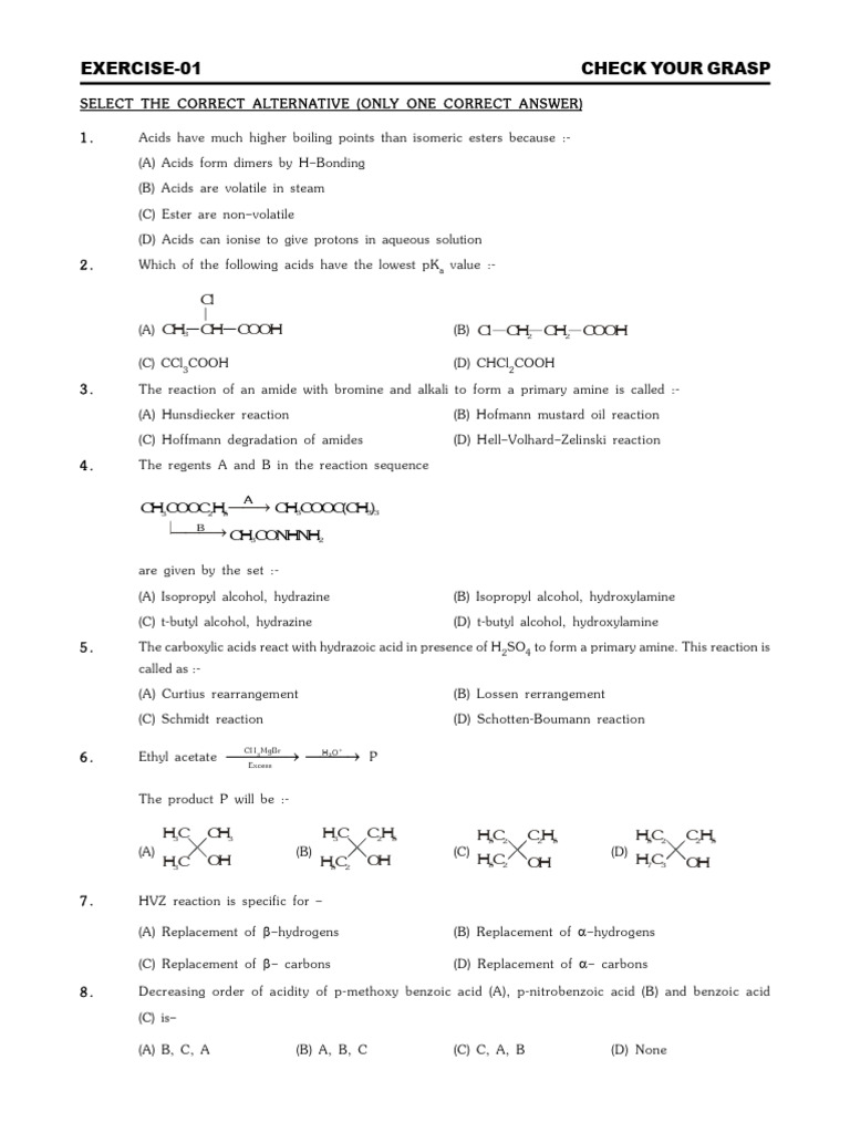 Carboxylic Acids and Derivatives Quiz | PDF | Ester | Carboxylic Acid