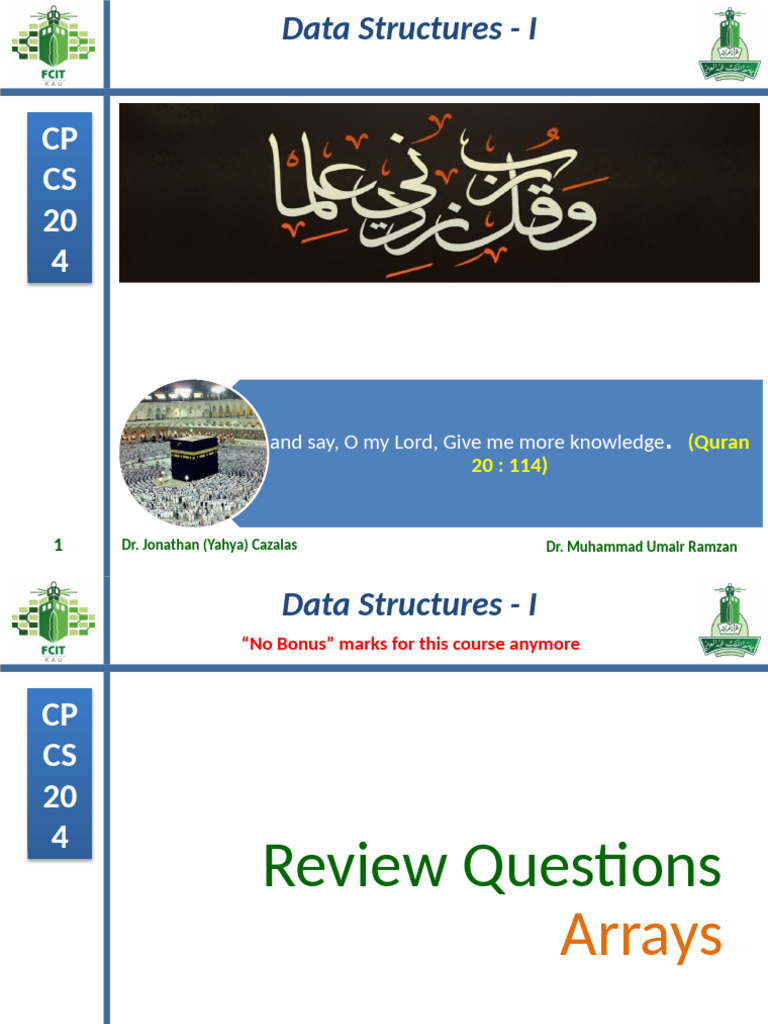 CPCS204-03-Arrays - ReviewQuestions | PDF | Algorithms And Data ...