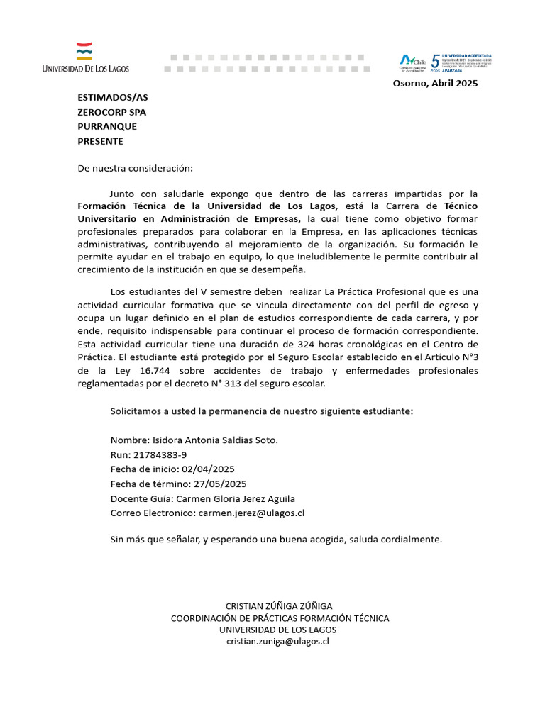 Carta Solicitud Tuae | PDF