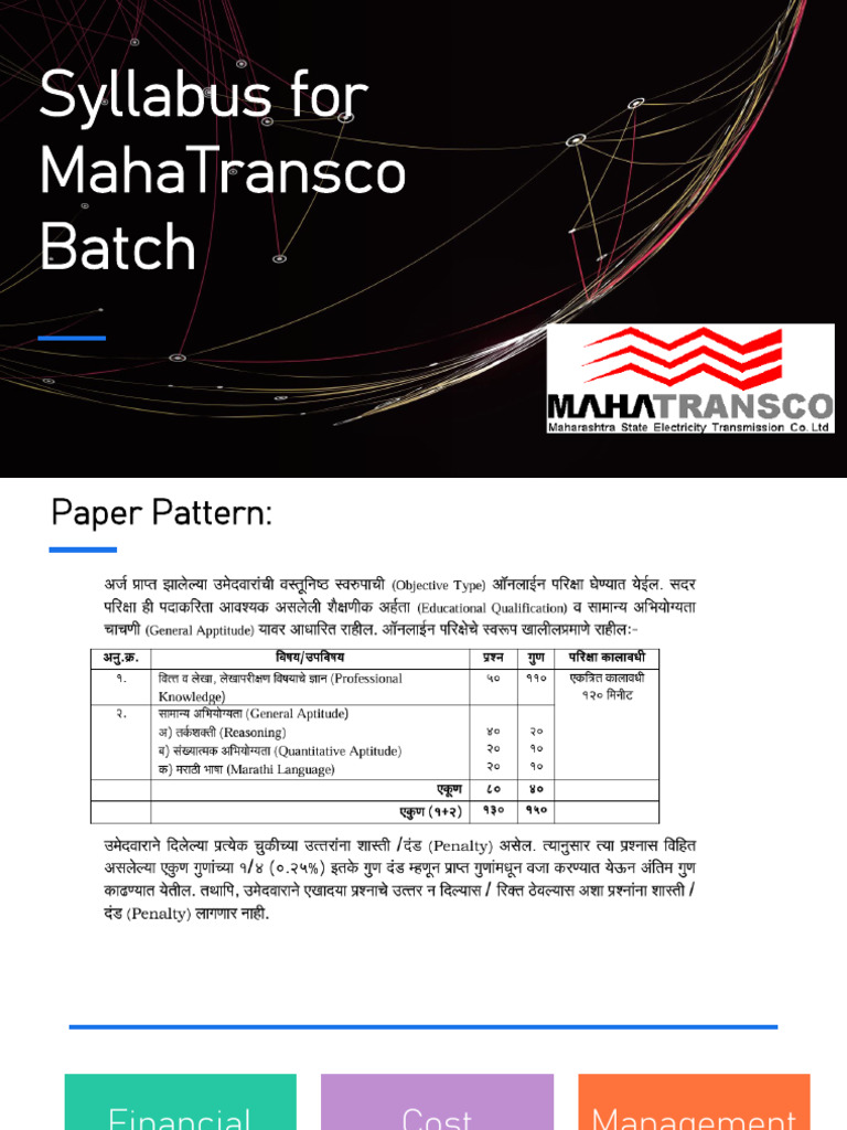 MahaTransco Exam Syllabus Overview | PDF | Accounting | Business
