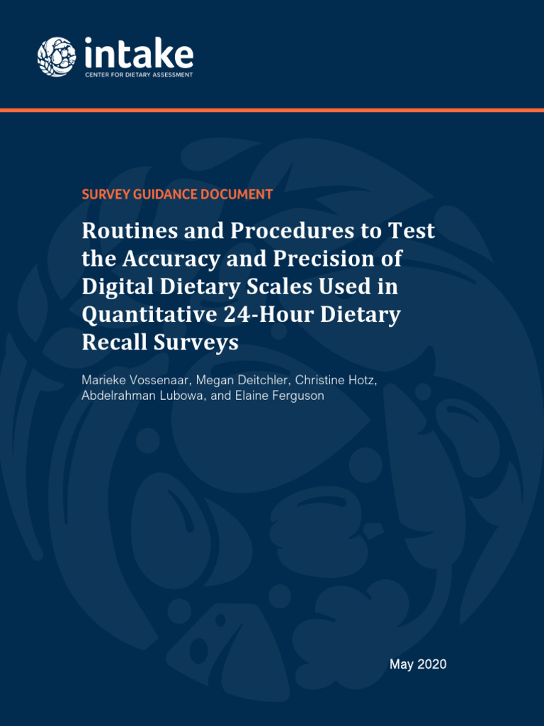 Intake Procedures Test Accuracy Precision Digital Scales R24h 2020 ...