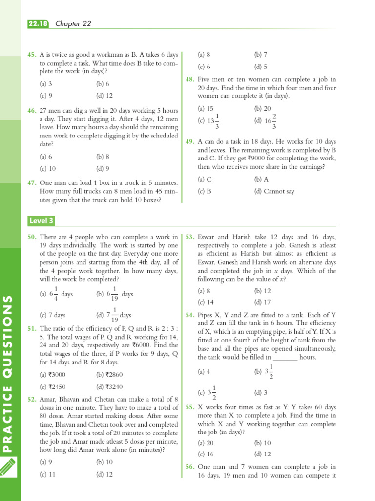 Work Efficiency Practice Questions | PDF
