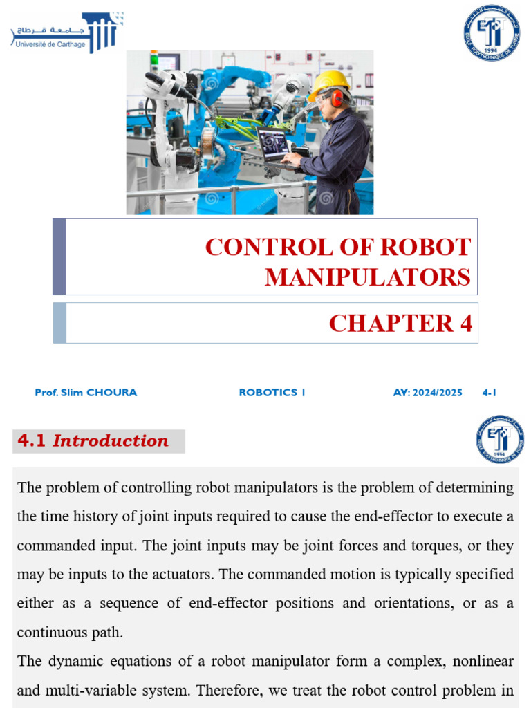 Chapter 4 (Robotics 1) 2024-2025 Ept | PDF | Force | Control Theory