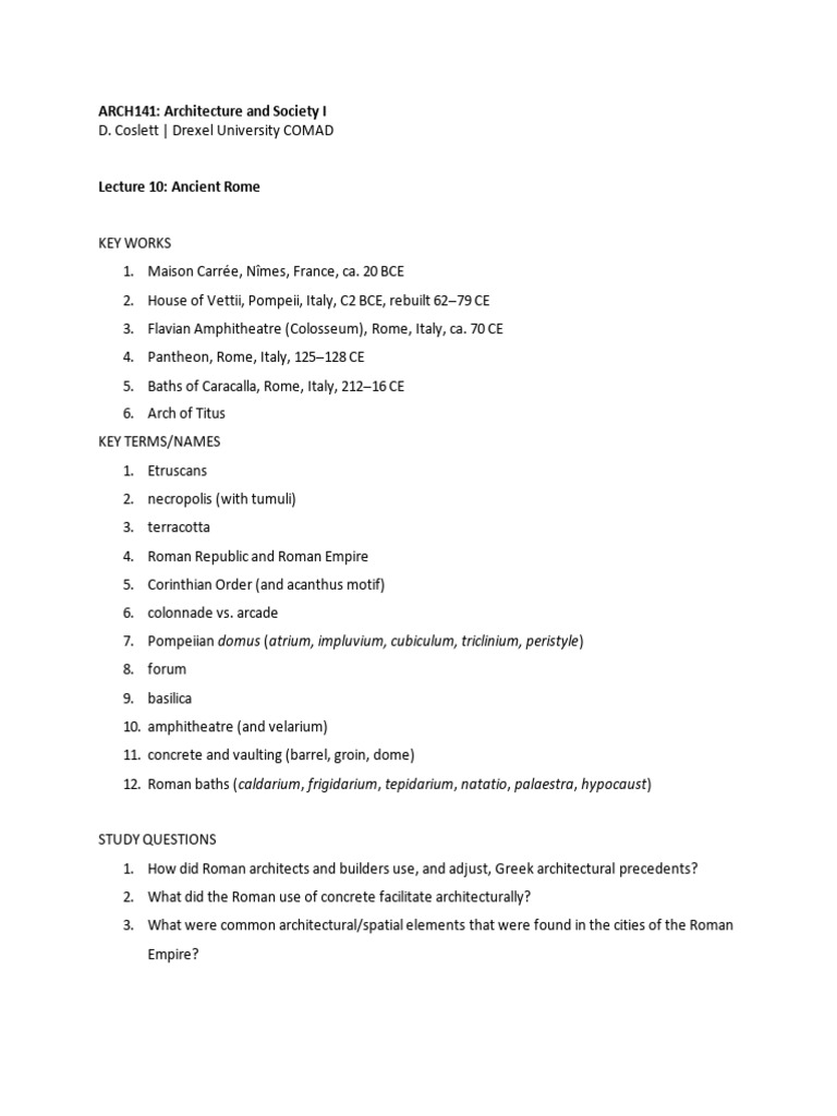 Lecture 10 Ancient Rome Lecture Notes | PDF