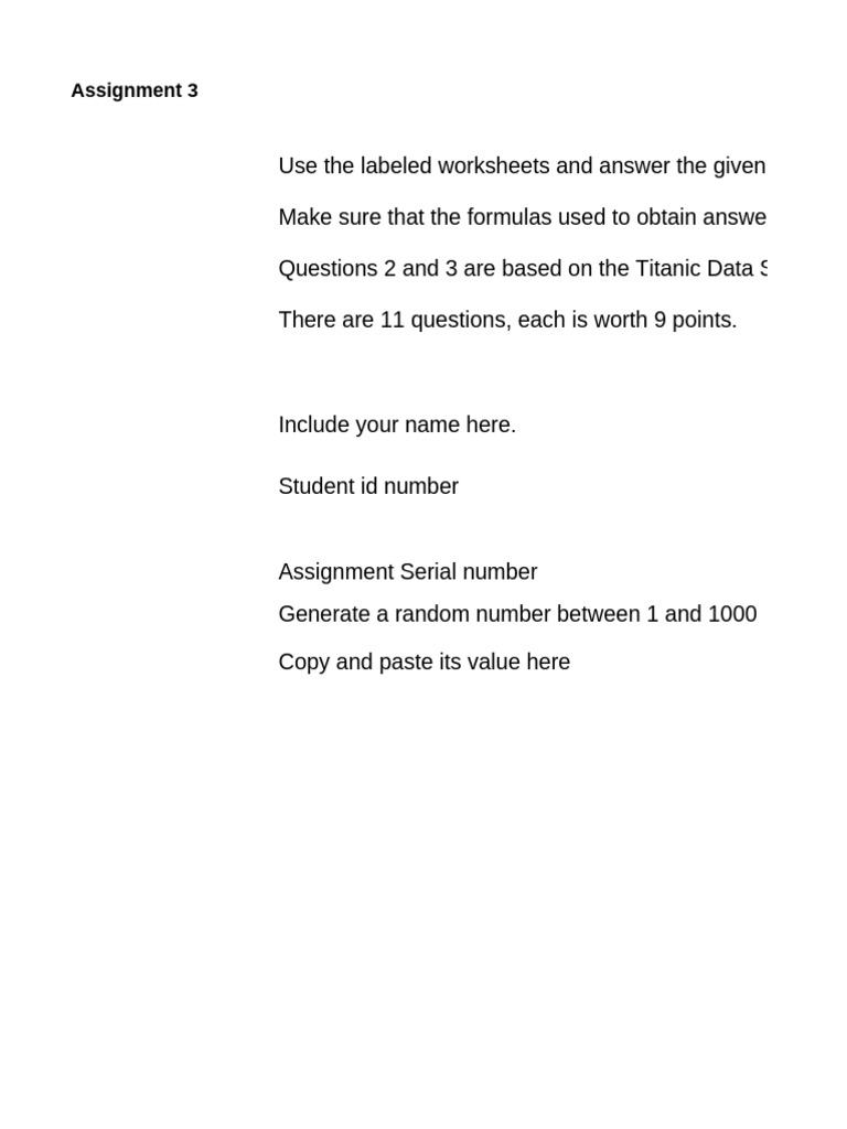 Titanic Data Set Analysis Assignment | PDF | Ships Of The White Star ...
