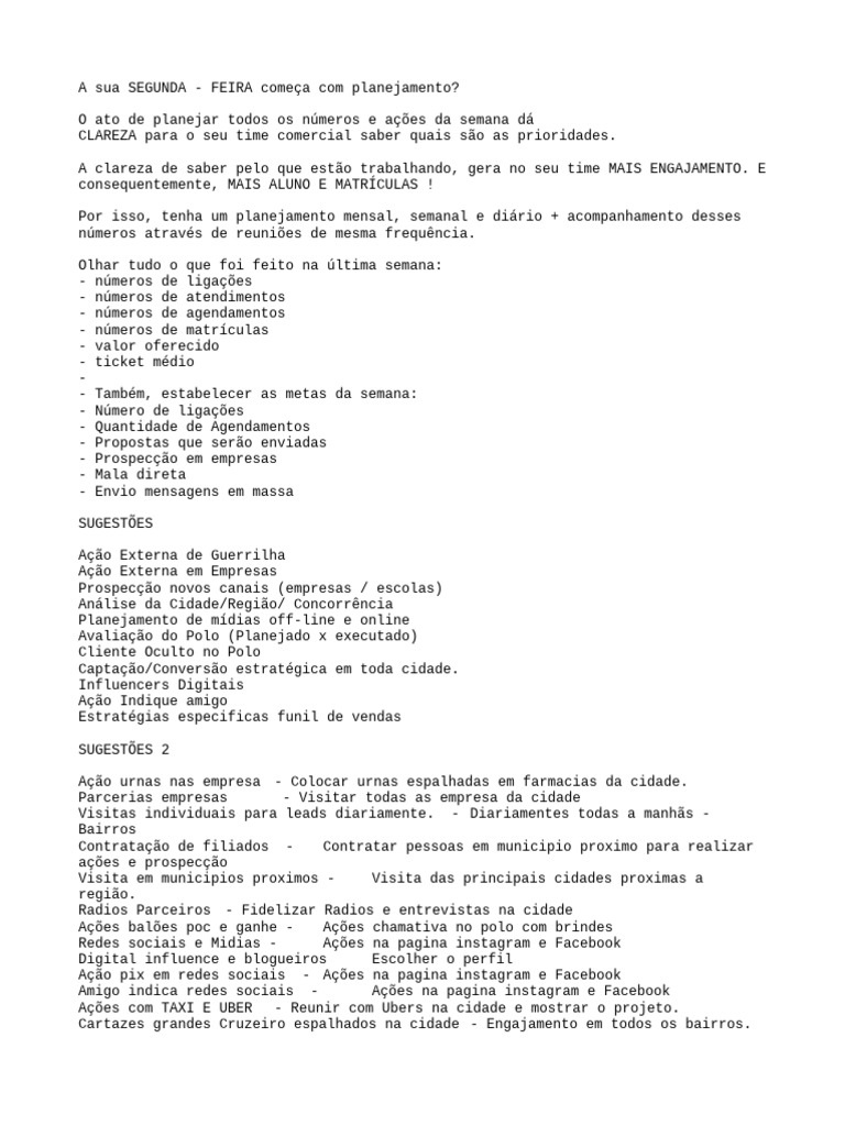 Dicas Do Tio Freo - Planejamento | PDF