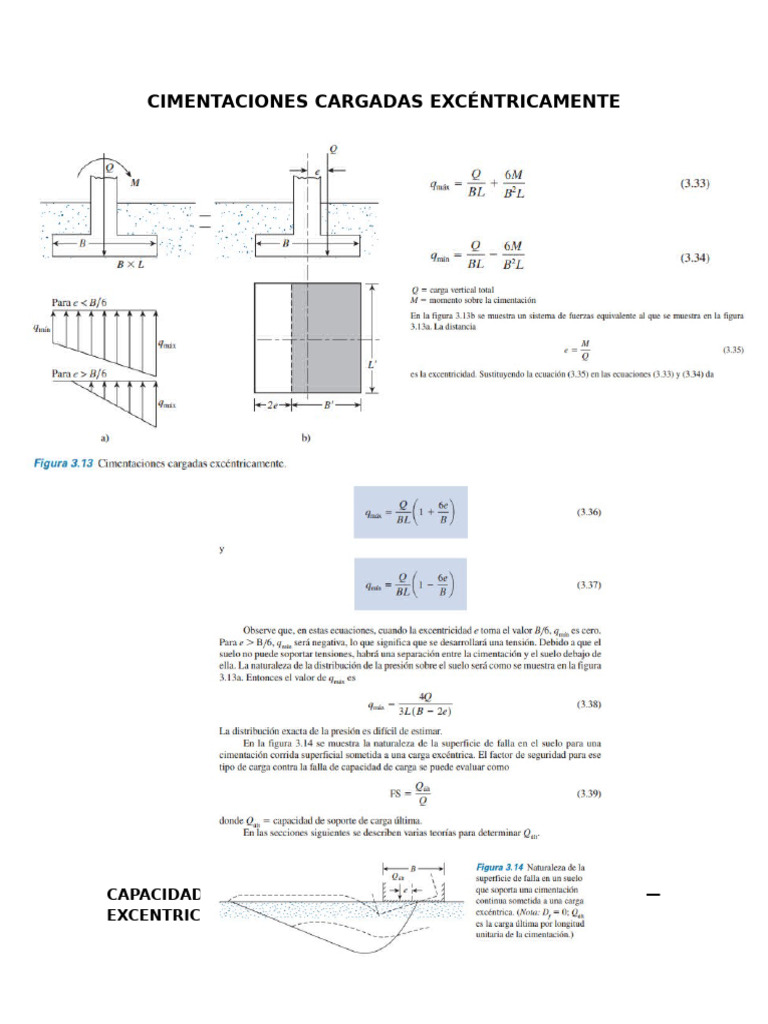 Capacidad de Carga en Cimentaciones Excentricas | PDF