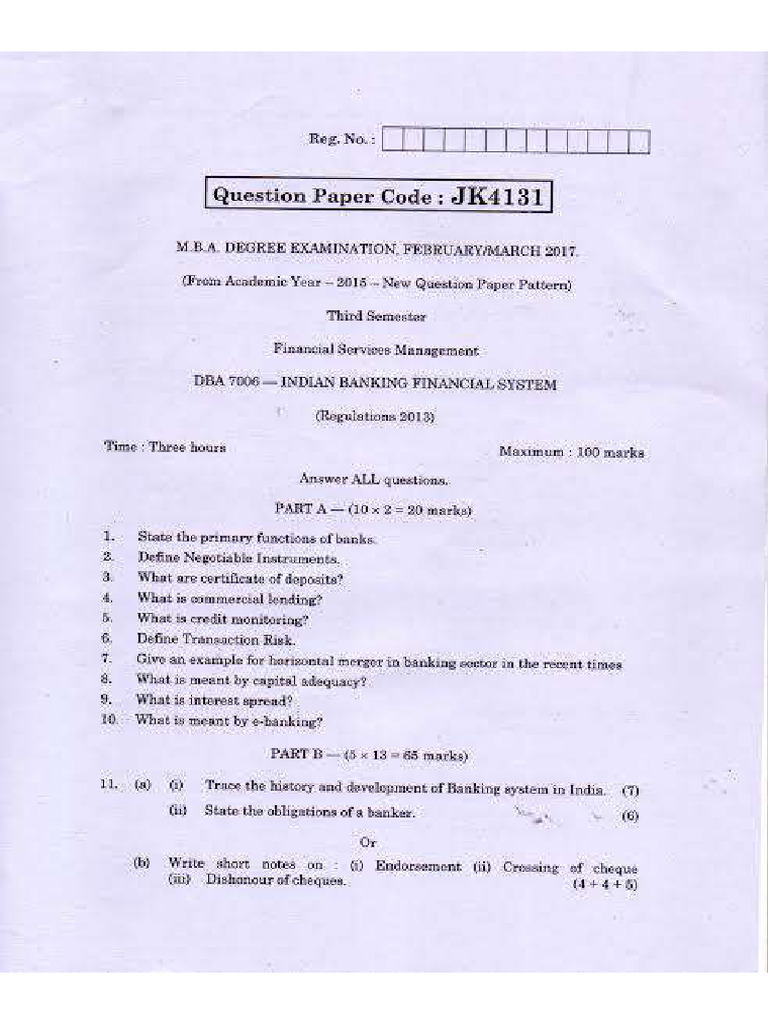 Banking paper 1 | PDF