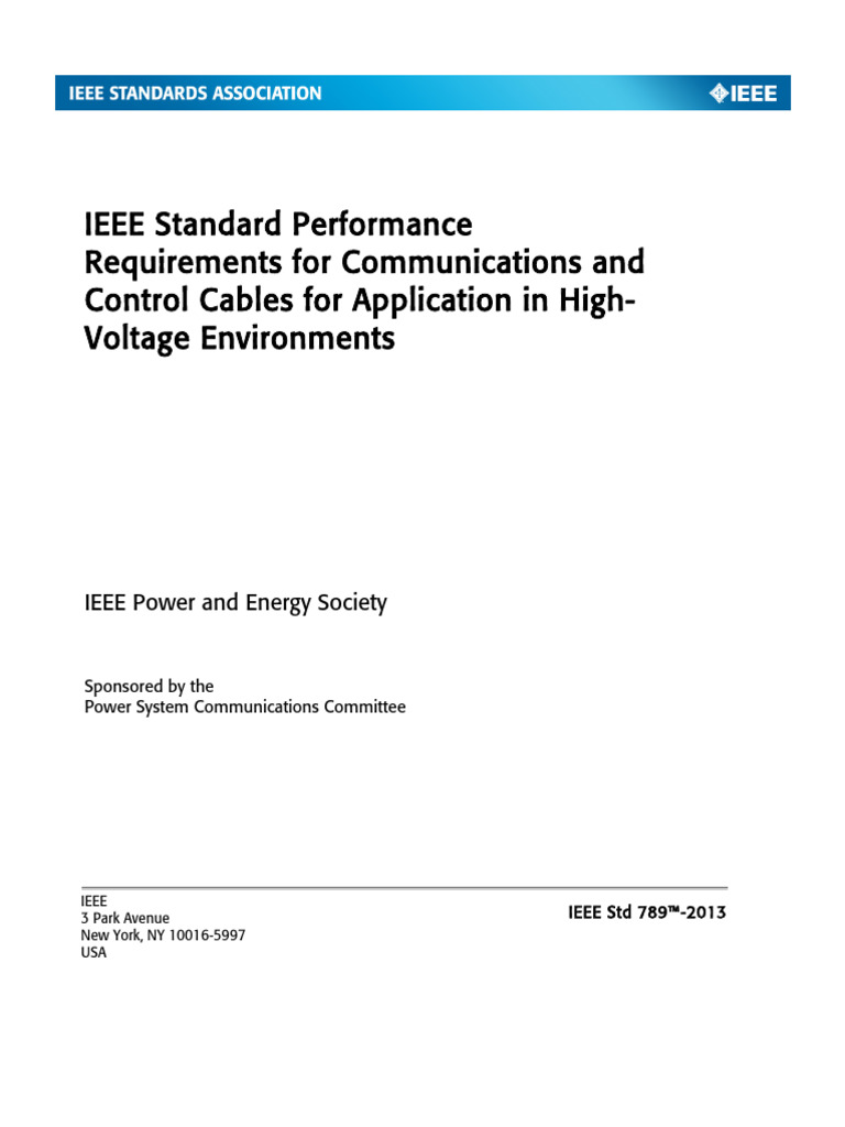IEEE 789 IEEE Standard Performance Requirements for Communications and Control Cables for ...