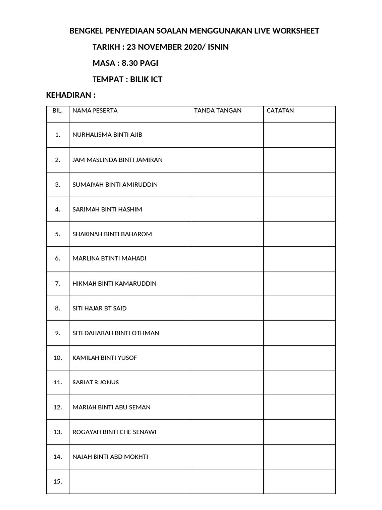 Bengkel Penyediaan Soalan Menggunakan Live Worksheet | PDF