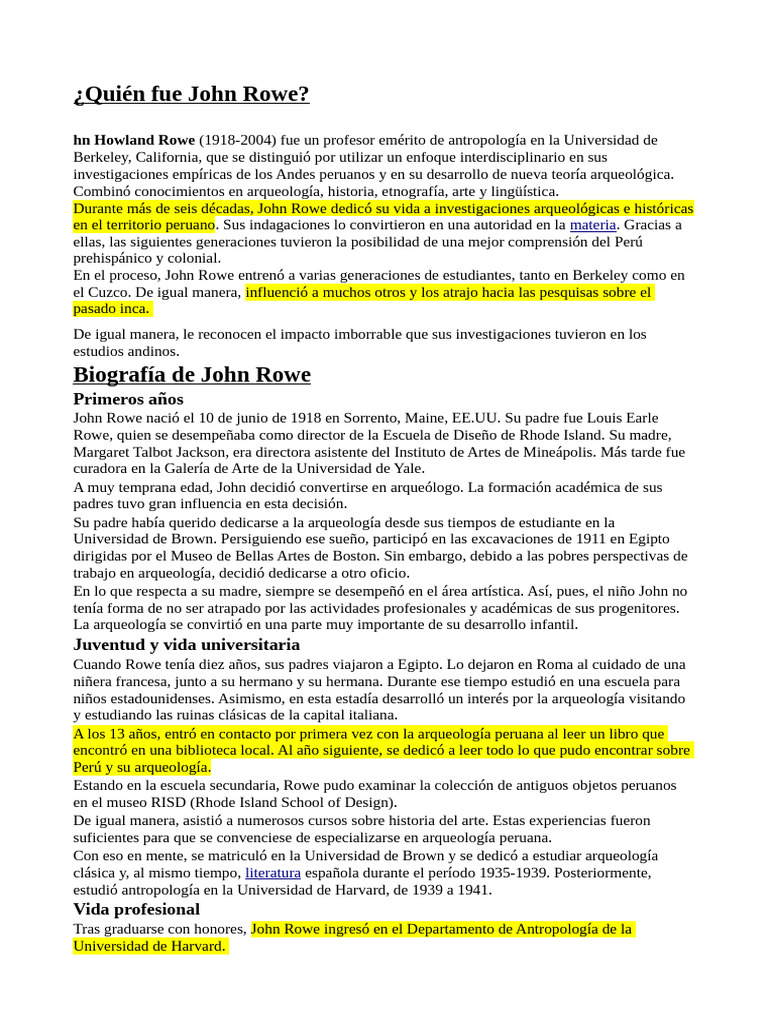John Rowe | PDF | Perú | Educación en artes liberales