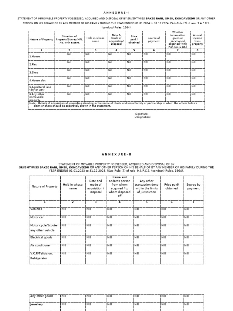 Movable & Immovable Property Returns-1 | PDF | Money | Economies