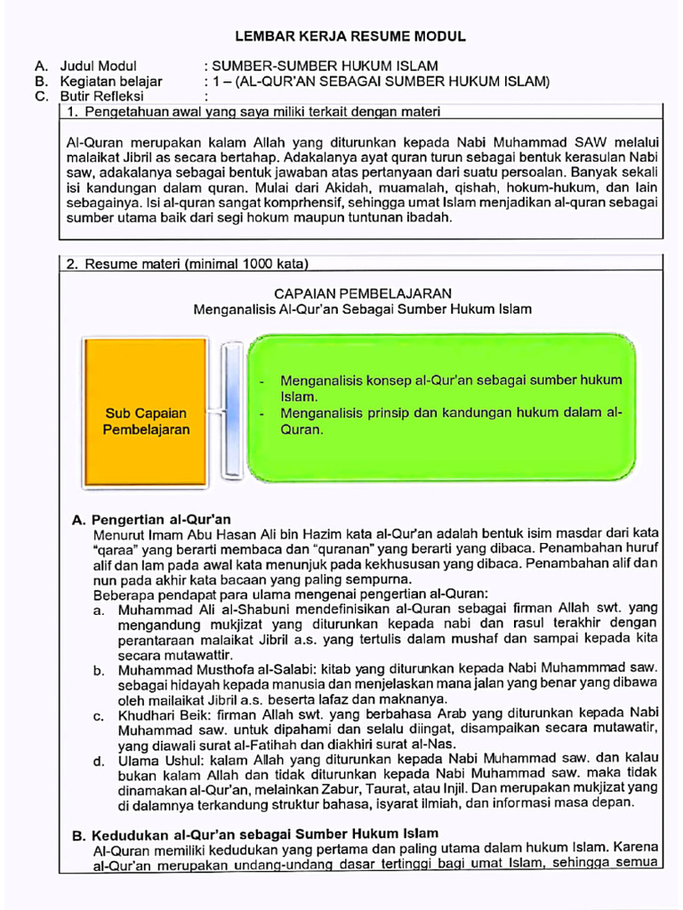 Resume Sumber Hukum Islam | PDF