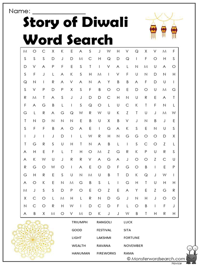 Story of Diwali Word Search | PDF | Sita | Rama