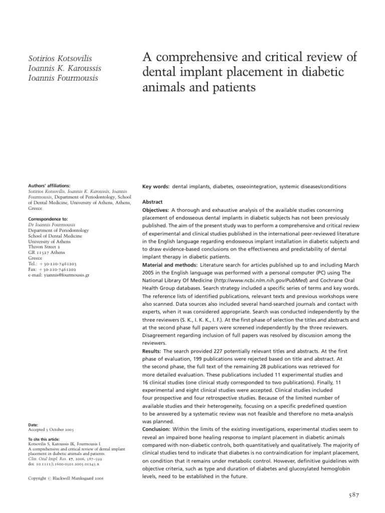 Clinical Oral Implants Res - 2006 - Kotsovilis - A Comprehensive and Critical Review of Dental ...