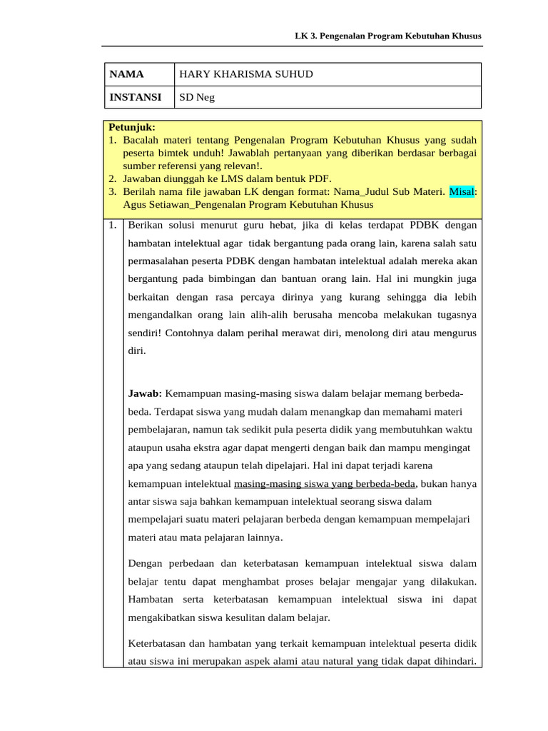 Hary Kharisma Suhud_Pengenalan Program Kebutuhan Khusus | PDF