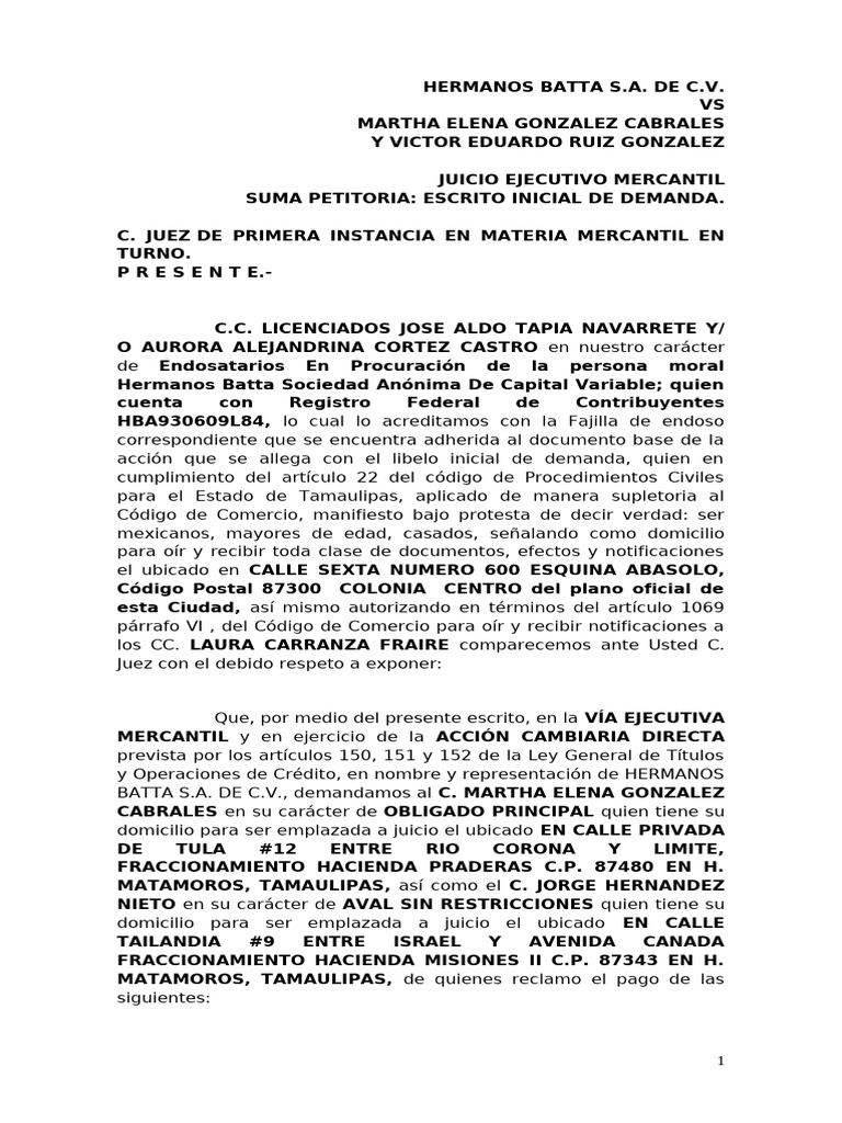 Demanda de Hermanos Batta por Crimen | PDF | Caso de ley | Justicia