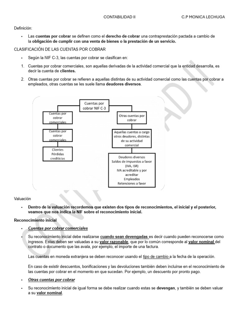 Contabilidad Ii C.P Monica Lechuga: Cuentas Por Cobrar Comerciales ...