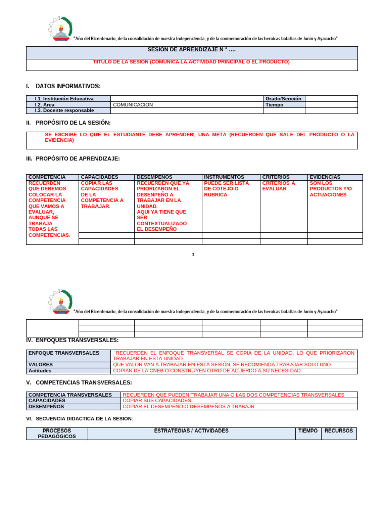 Formato Sesion de Aprendizaje Secundaria | PDF | Aprendizaje | Enseñando
