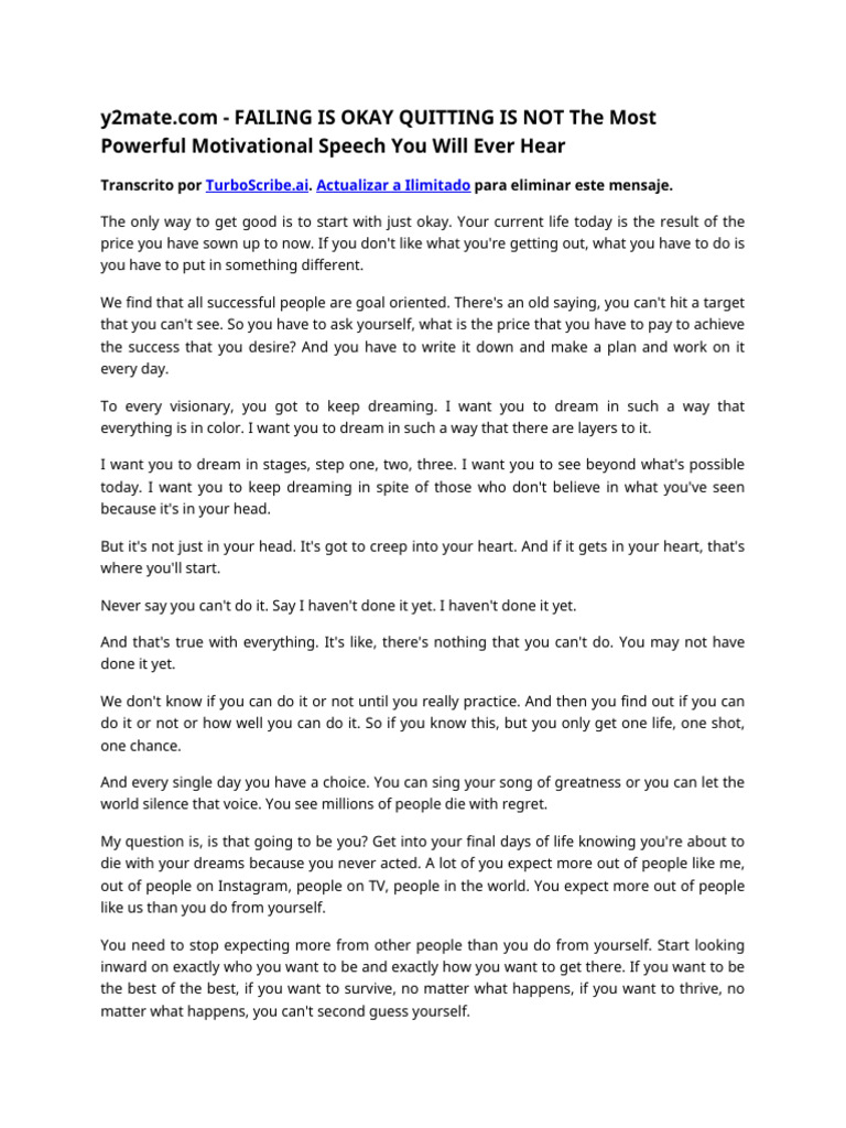 FAILING IS OKAY QUITTING IS NOT The Most Powerful Motivational Speech ...