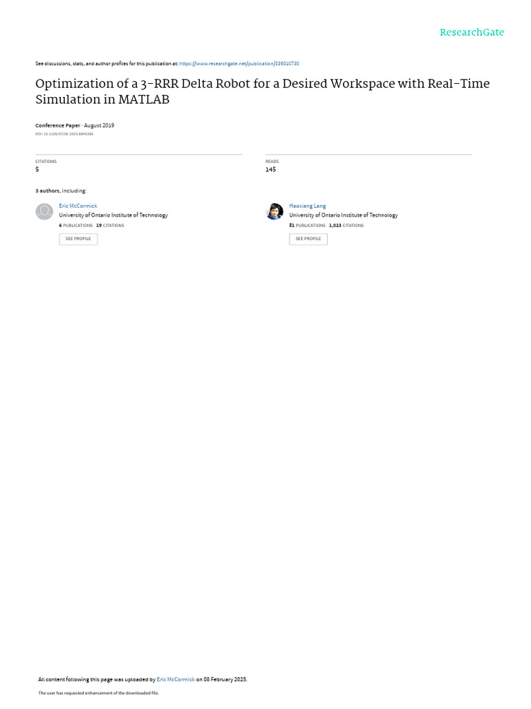 Optimization of A 3-RRR Delta Robot For A Desired Workspace With Real-Time Simulation in MATLAB ...