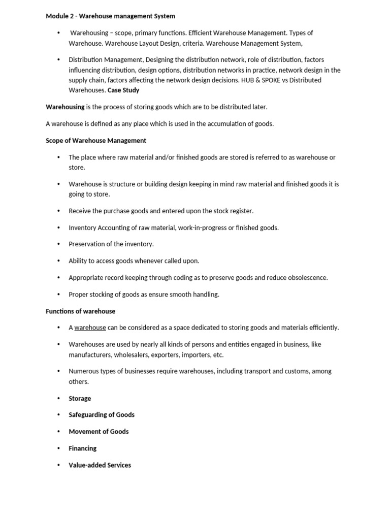 Warehouse Management System Overview | PDF