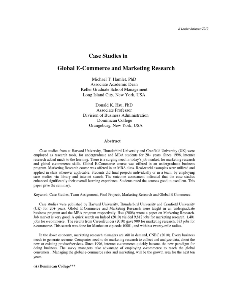 Global E-Commerce Case Studies Overview | PDF | Marketing Research | E ...