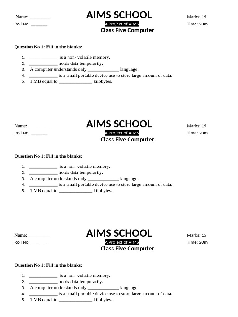Class Five Com 8 April | PDF