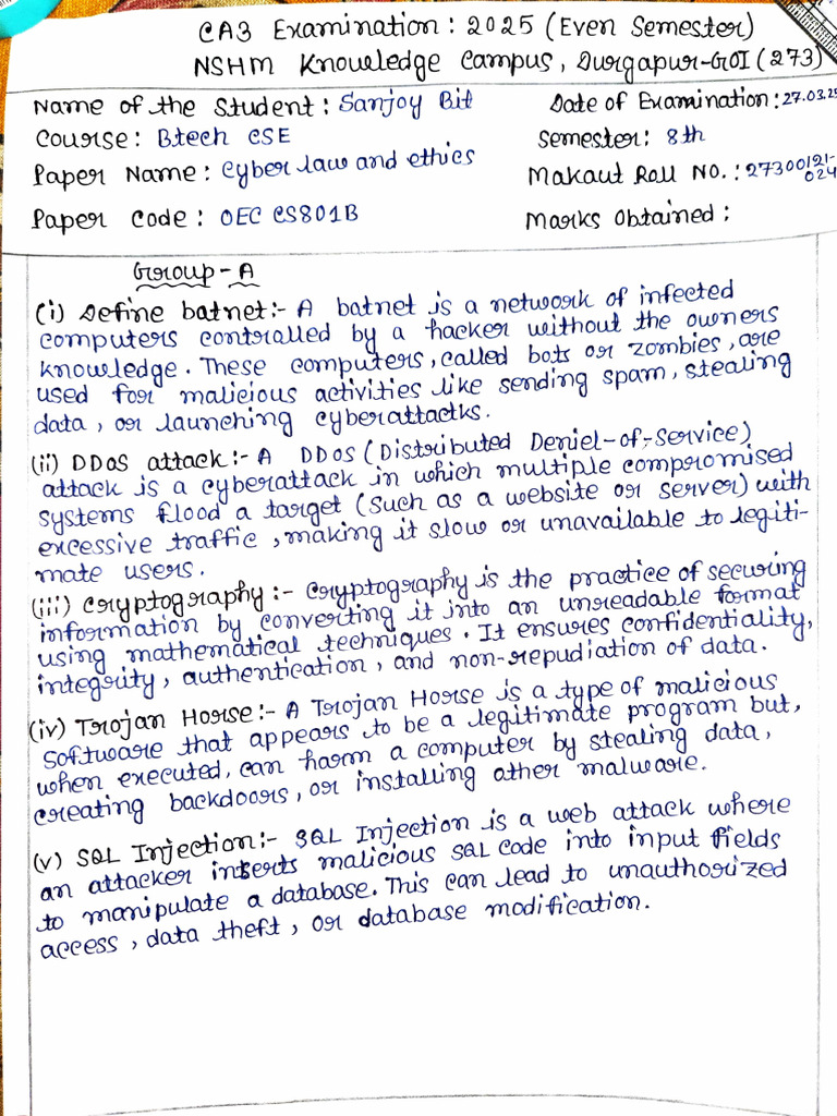 Sanjoy Bit CA3 Cyber Law | PDF | Computer Security | Security
