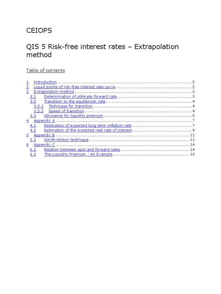 QIS 5 Risk-Free Interest Rates - Extrapolation Method | PDF | Yield ...