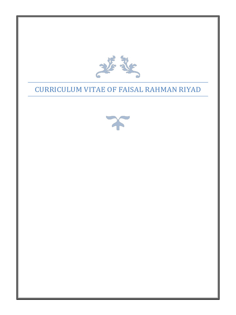 Curriculum Vitae of Faisal Rahman Riyad-Pdf Print | PDF | Civil Engineering | Engineering