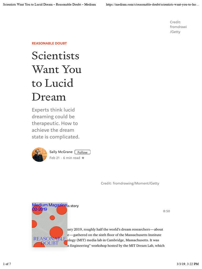 Scientists Want You to Lucid Dream – Reasonable Doubt – Medium | PDF ...