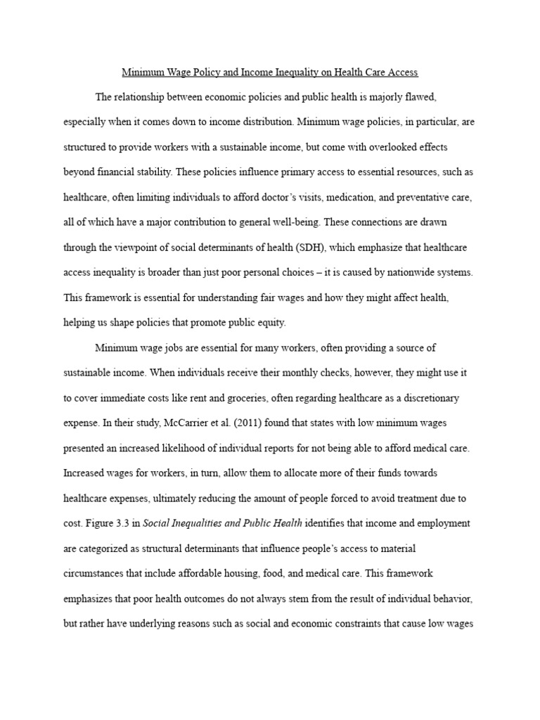 MCHC IV Critical Essay 1 | PDF | Health Equity | Economic Inequality