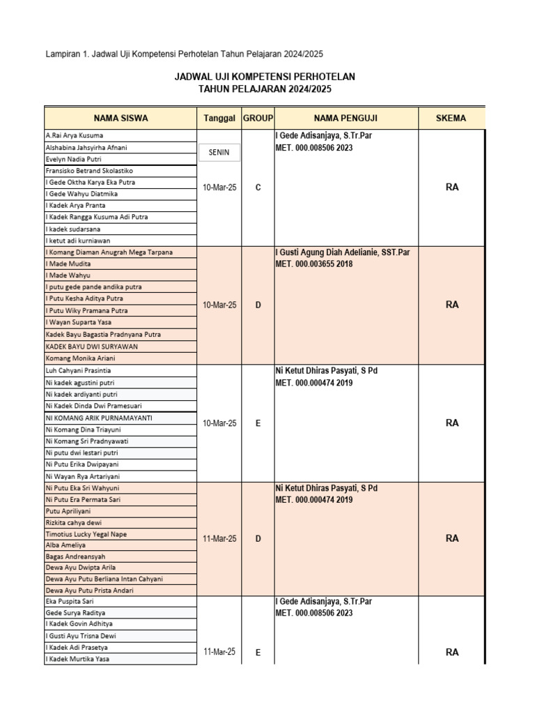 Jadwal Ukk 2025 Fix | PDF