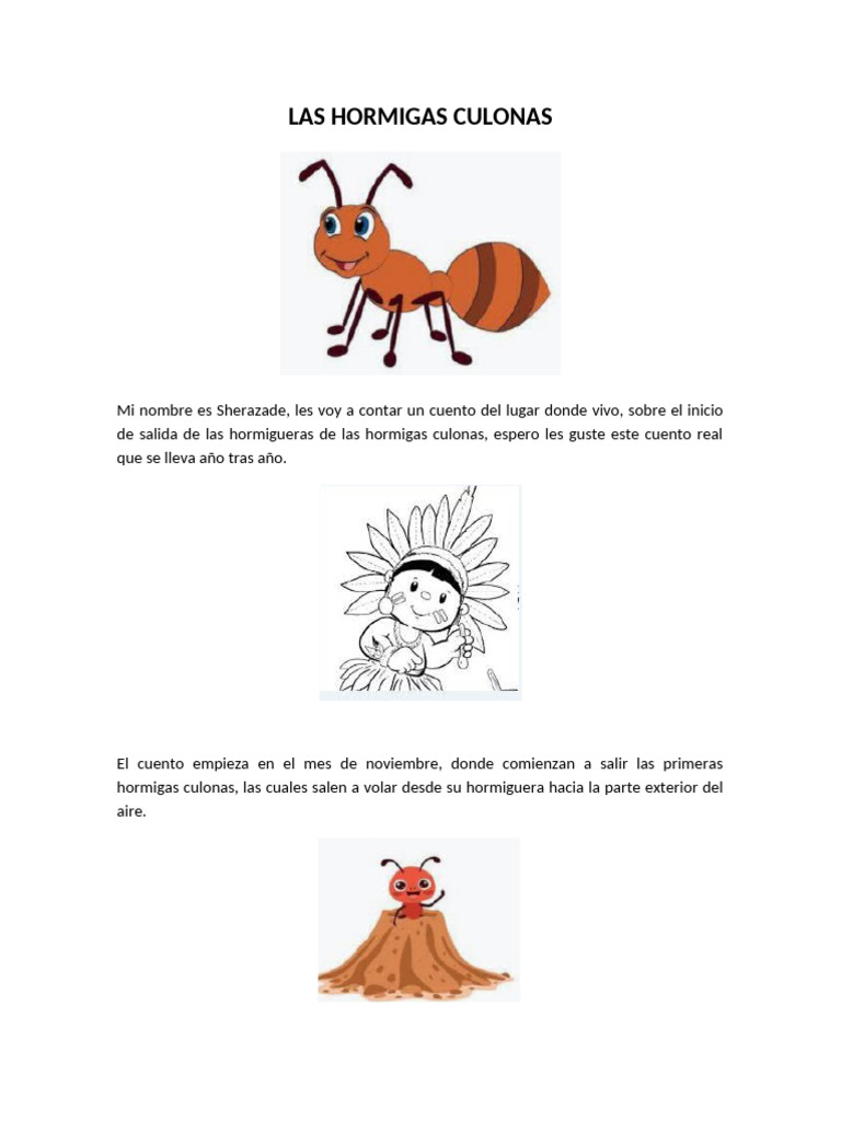 CUENTO DE HORMIGA CULONA | PDF