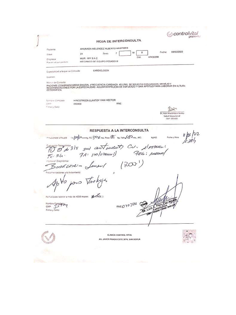 Hoja de Interconsulta | PDF