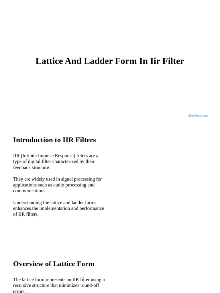 Lattice and Ladder Form in Iir Filter | PDF | Electrical Engineering | Control Theory
