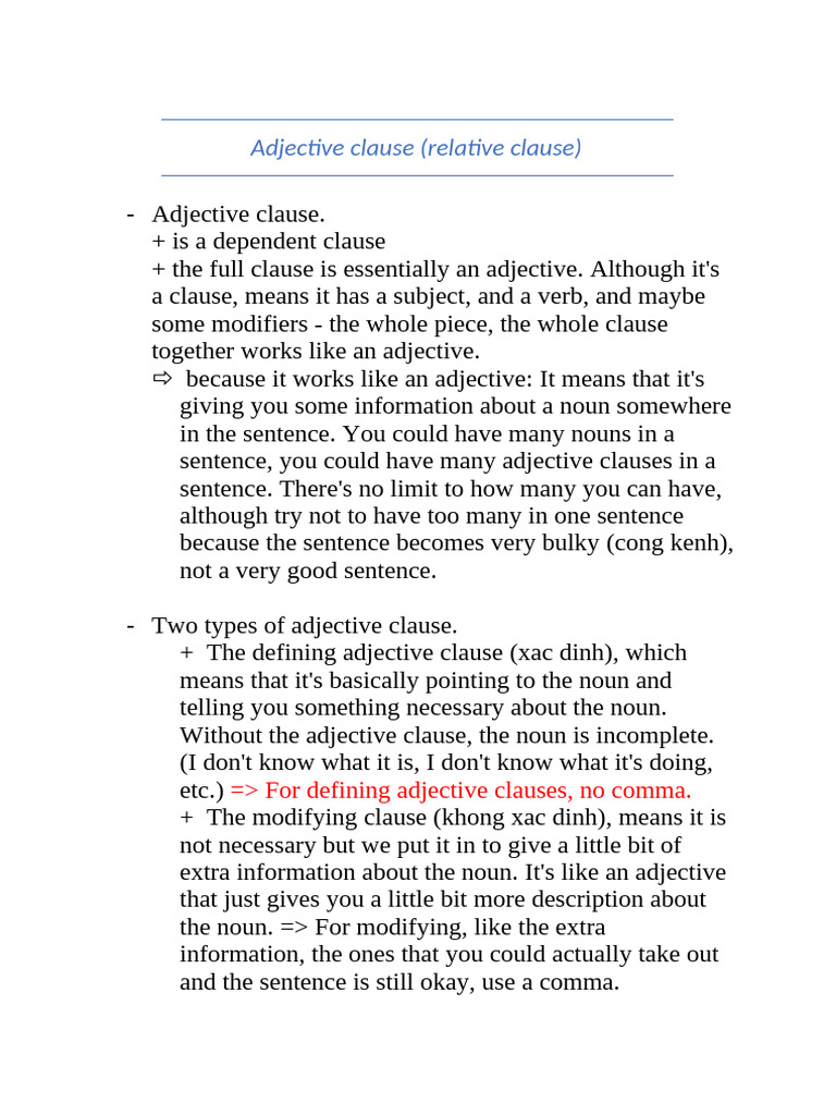 Adjective Clause:relative Clause | PDF | Adjective | Clause