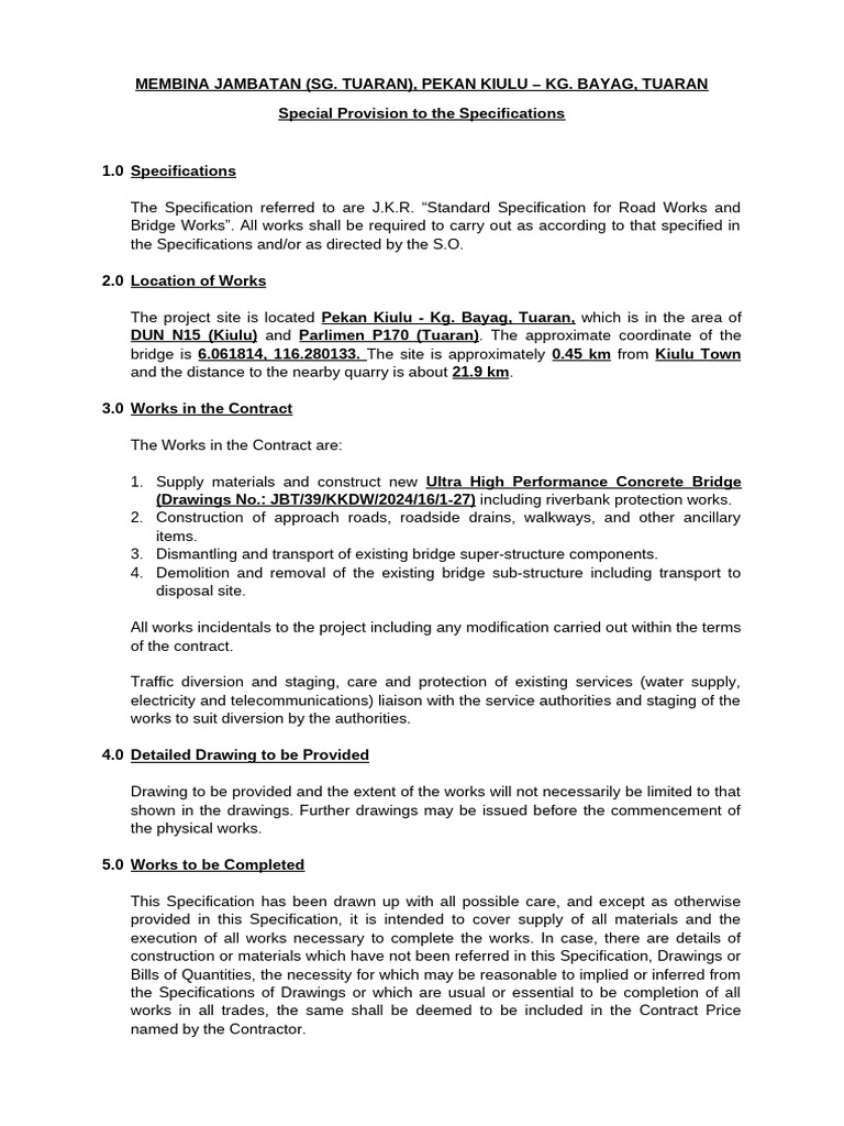 07 Special Provision To The Specification Membina Jambatan (Sg. Tuaran ...