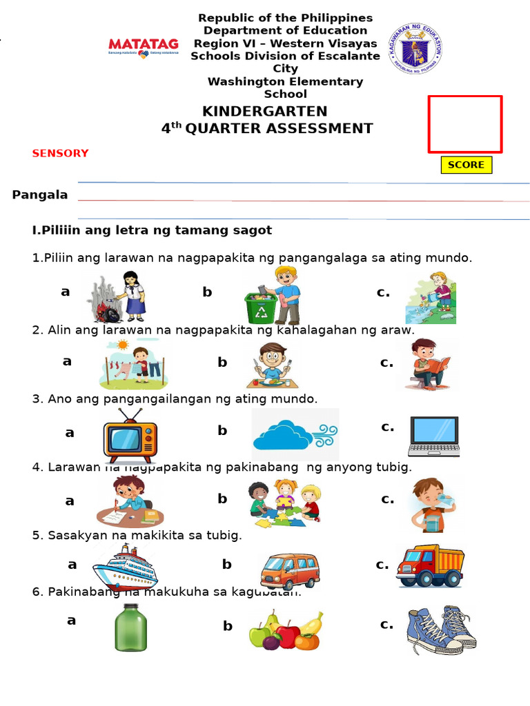 Kinder 4TH Quarter Assessment | PDF