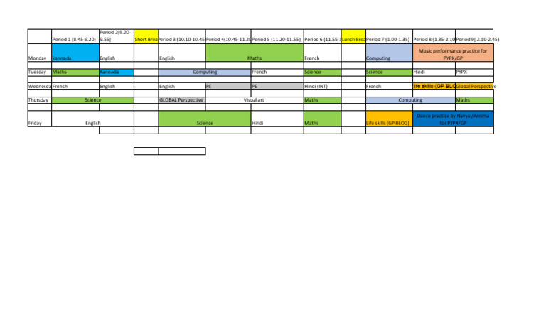 Grade 6 Time Table | PDF
