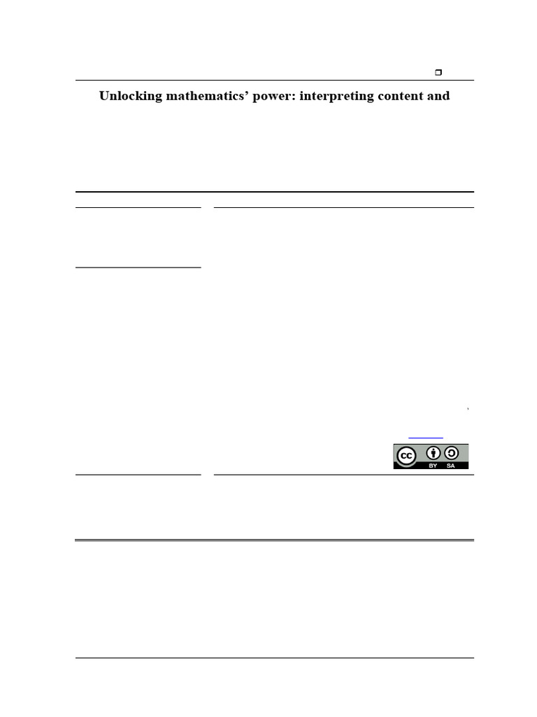 Unlocking Mathematics' Power: Interpreting Content and Context Within ...