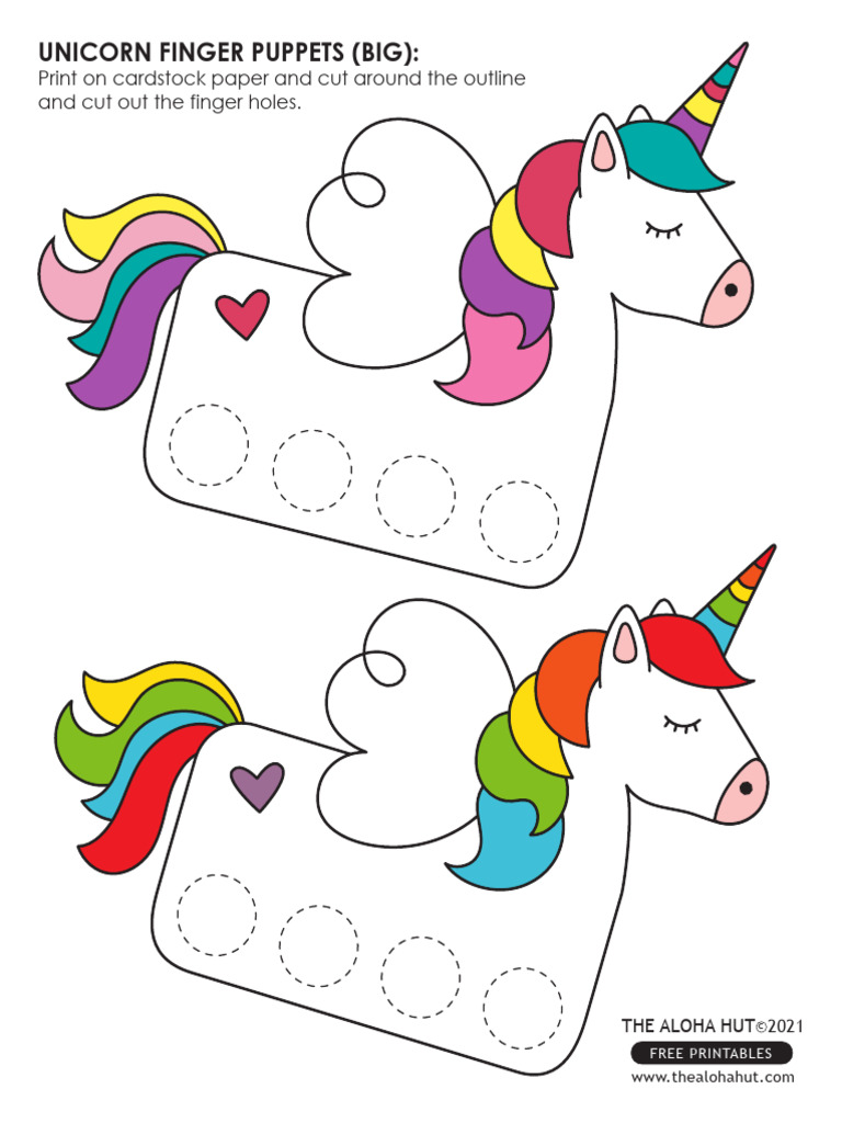 Free Unicorn Finger Puppet Printables | PDF