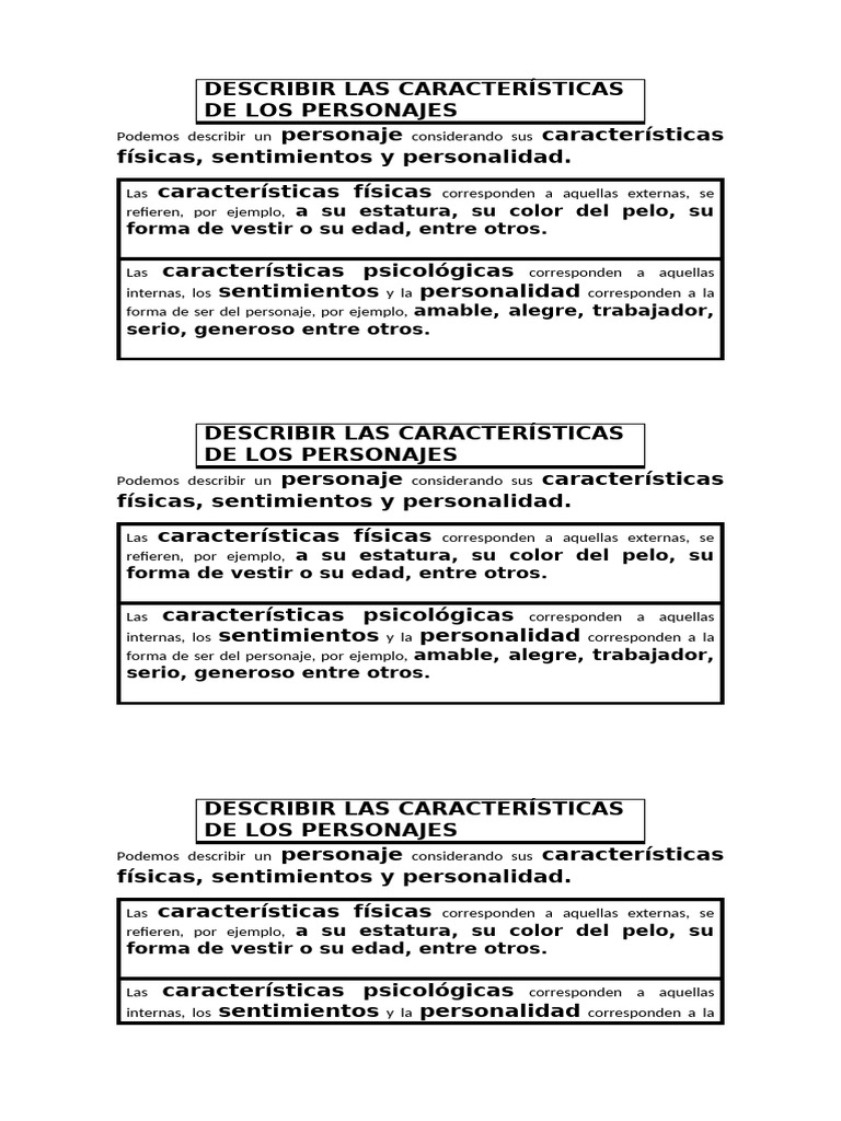 Características de mi personaje favorito | PDF