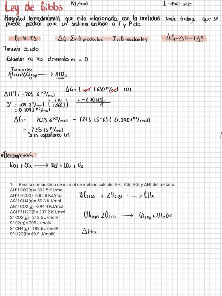 Energía libre de Gibbs G_250407_112507 | PDF