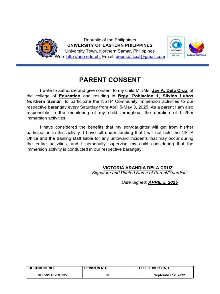 Parent's Consent | PDF