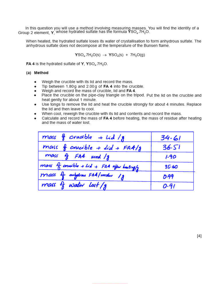Identify Group 2 Element Y Experiment | PDF | Mole (Unit) | Applied And ...