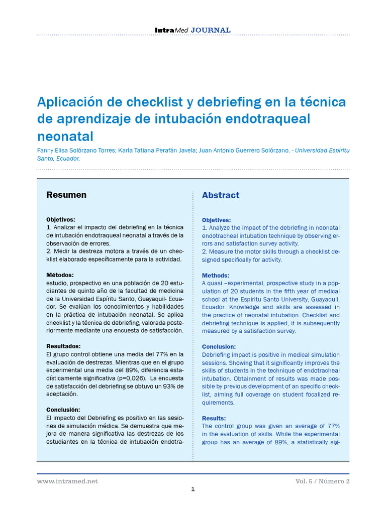Aplicacion de Checklist y Debriefing En | PDF | Science